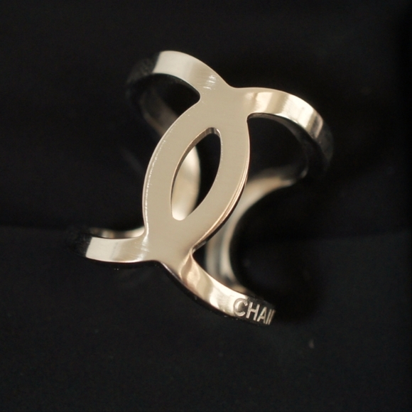 CHANEL | Jewelry | Chanel Silver Cc Cuff Ring | Poshmark